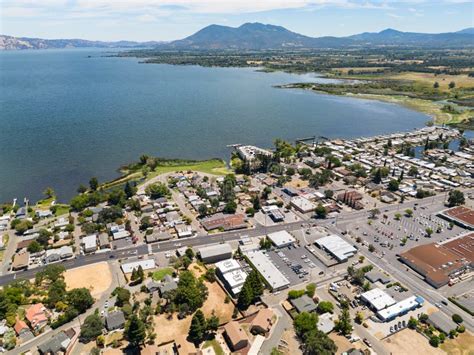 Clearlake And The City Of Lakeport California Drone Image Stock Image