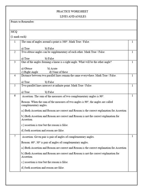 Lines And Angles Class 7 Pdf Angle Triangle Geometry