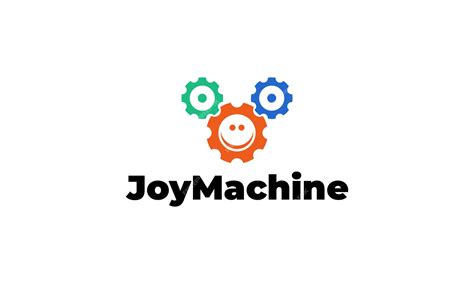 Premium Vector Joy Machine Logo With Gear Icon And Face In White Background