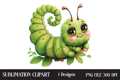 Watercolor Cute Caterpillar Clipart Graphic By Creative Design House
