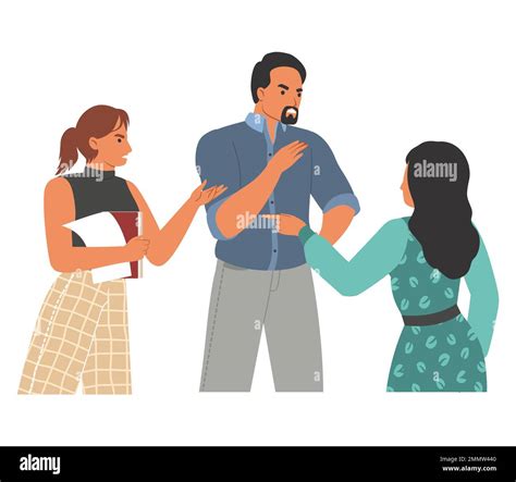 Conflict Between Colleagues At Work Flat Vector Stock Vector Image