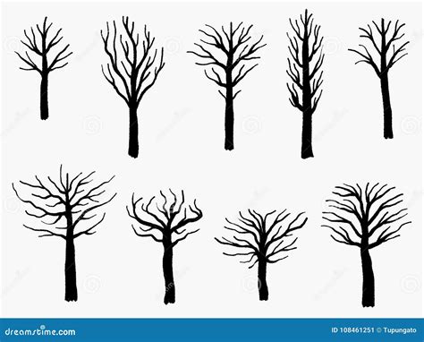 Tree Shape Set Stock Vector Illustration Of Dead Scribble 108461251