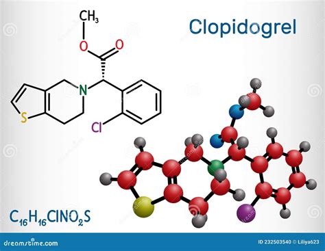 Clopidogrel Antiplatelet Agent Molecule Inhibits Blood Clotting