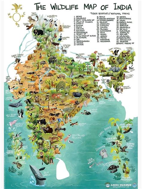 The Wildlife Map Of India Poster For Sale By Rohanchak India Poster India Map Wildlife Of
