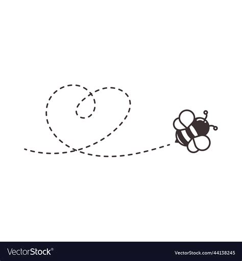 Bee Flying Path In A Heart Shaped Dot Royalty Free Vector