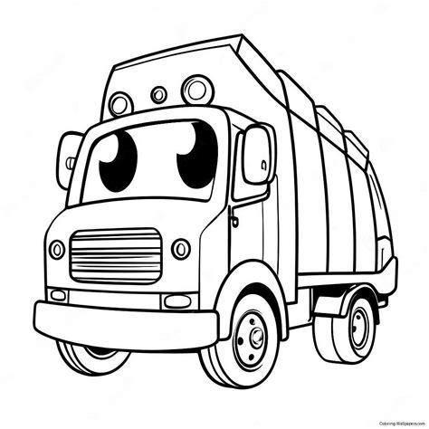 Cute Trash Truck Driving Coloring Page 45294 35795