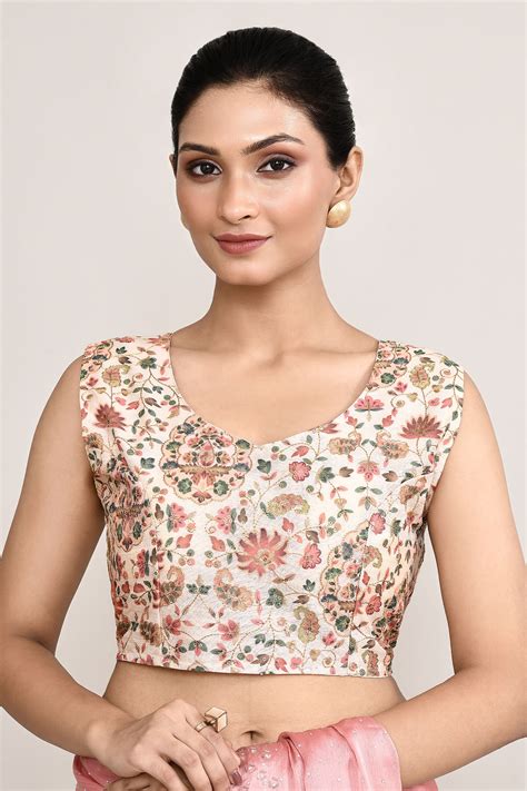 Buy Multi Color Banglori Satin Printed Floral Vine Leaf Bouse For Women