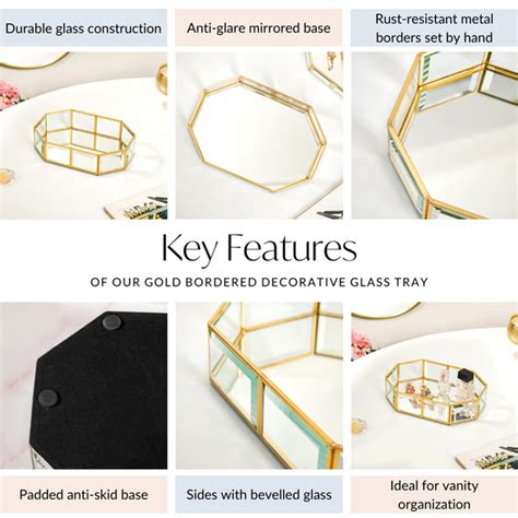 Gold Bordered Decorative Glass Tray Online Premium Decorative Tray