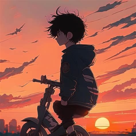 Premium Ai Image Boy On A Scooter