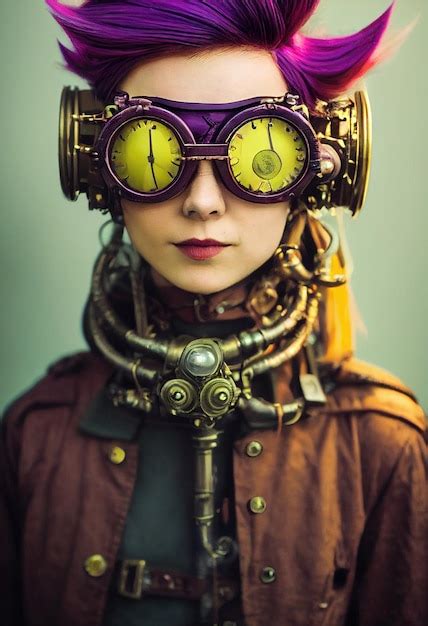 Premium Photo Portrait Of A Fictional Beautiful Steampunk Girl With Beautiful Hair And