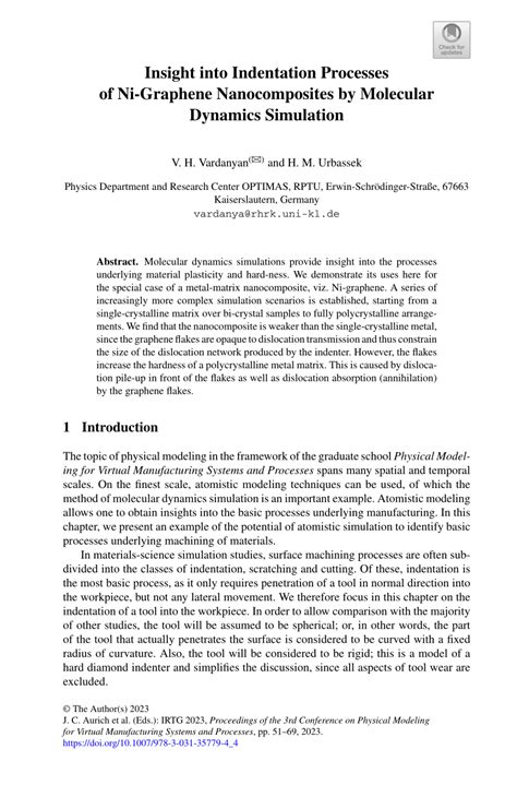 Pdf Insight Into Indentation Processes Of Ni Graphene Nanocomposites
