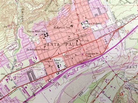 Antique Santa Paula California 1951 Us Geological Survey Topographic
