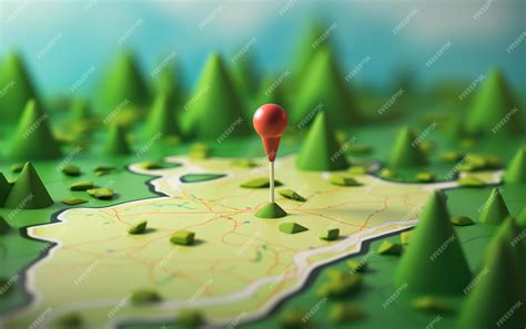 Premium Photo There Is A Red Pin On A Map With Trees In The Background Generative Ai
