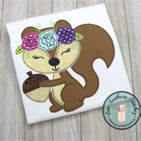 Squirrel Applique Etsy