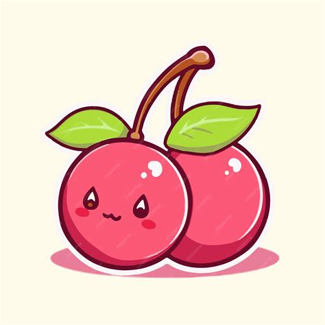Premium Vector A Cute Cartoon Cherry With A Cute Face