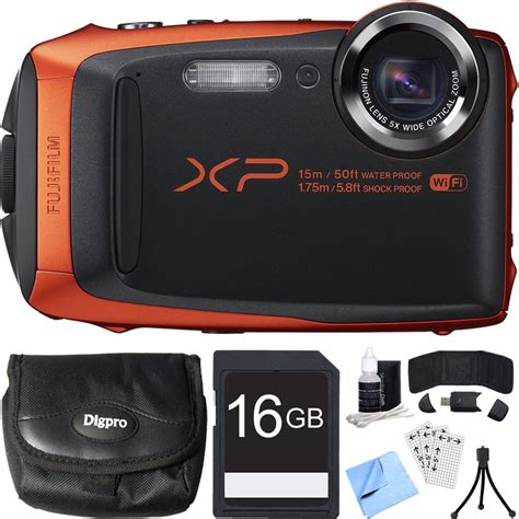 Fujifilm Finepix Xp90 16 Mp Waterproof Digital Camera Orange 16gb Bundle Includes Camera Case