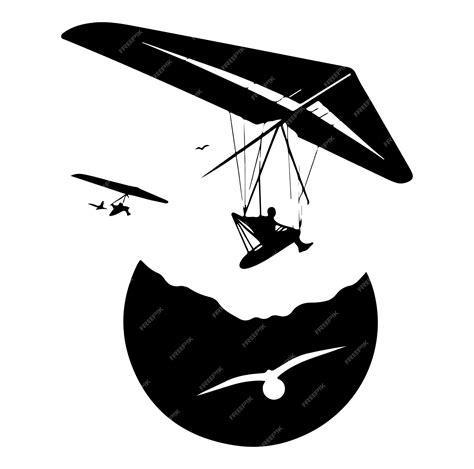 Hang Glider Vector Silhouette Premium Ai Generated Vector