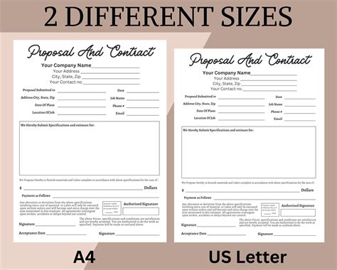 Proposal And Contract Template Canva Editable Form Quote Form