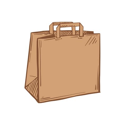 Delivery Bag Sketch On A White Isolated Background Brown Paper Bag