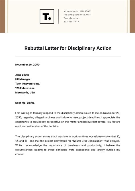 Free Rebuttal Letter For Disciplinary Action Template To Edit Online