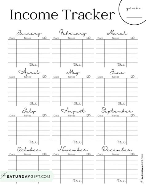 Income Tracker Printable 19 Cute And Free Printable Templates