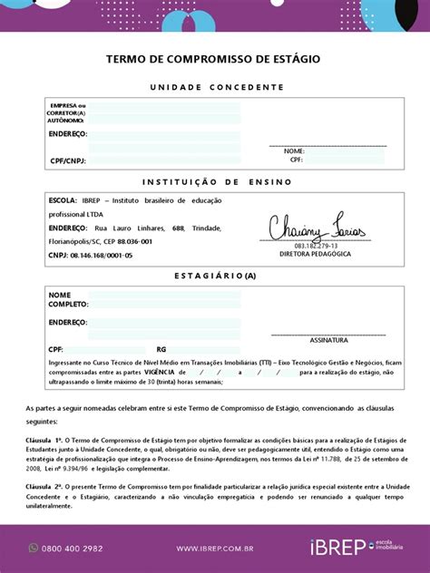 Termo De Compromisso De Estagio Pdf Estágio Procura De Emprego