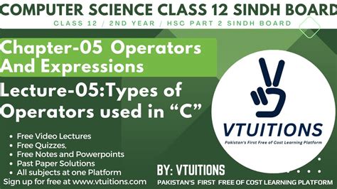 types of operators used in “c” operators and expressions computer