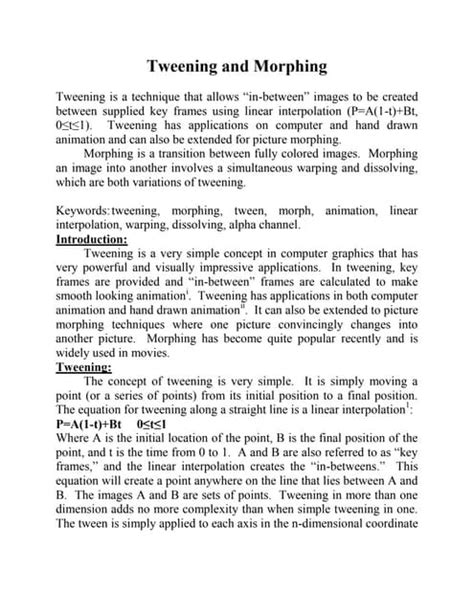 Tweening And Morphing Docx