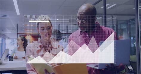 Financial Data Chart Image Over Diverse Business People Discussing