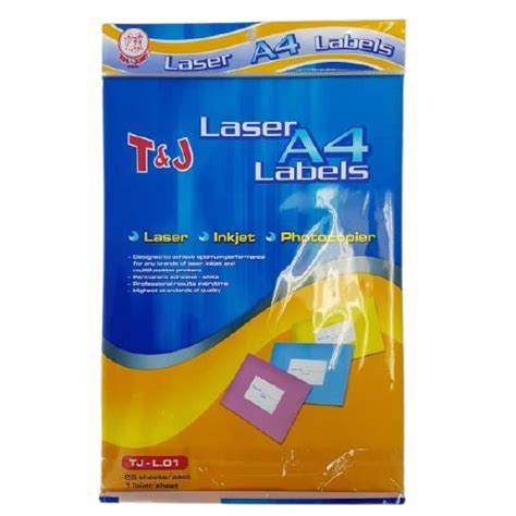 Label Tandj Laser A4 L01 25 Sheets Mega Jaya Utama