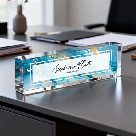 Personalized Acrylic Desk Name Plate Custom Office Decor Etsy