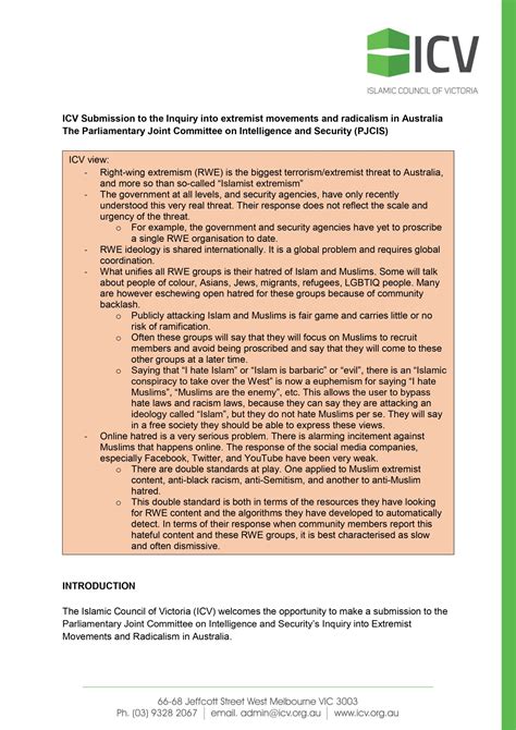 Islamic Council Of Victorias Submissions Islamic Council Of Victoria