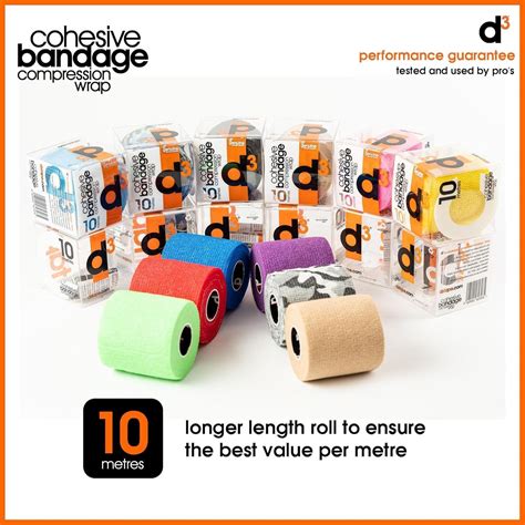 Cohesive Bandage 50mm X 10m Compression Wrap Black 6 Rolls D3 Tape Decathlon Cohesive Bandage 50mm X 10m Compression Wrap Black 6 Rolls D3 Tape Decathlon