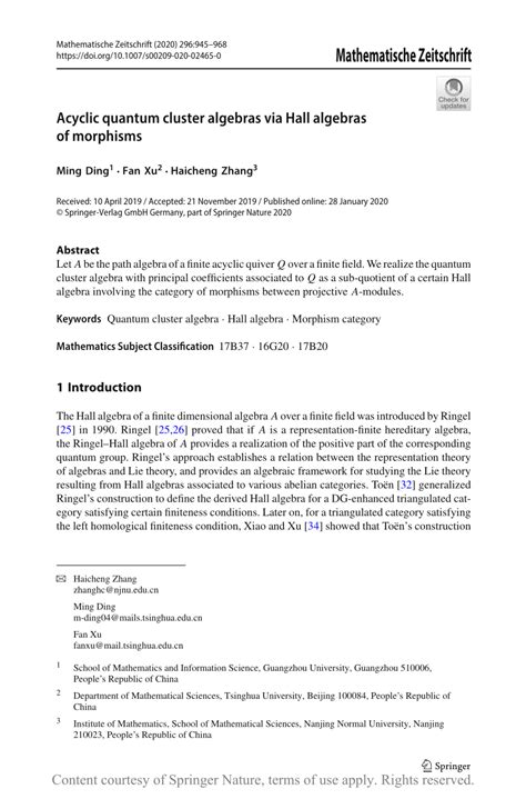 Acyclic Quantum Cluster Algebras Via Hall Algebras Of Morphisms Request Pdf
