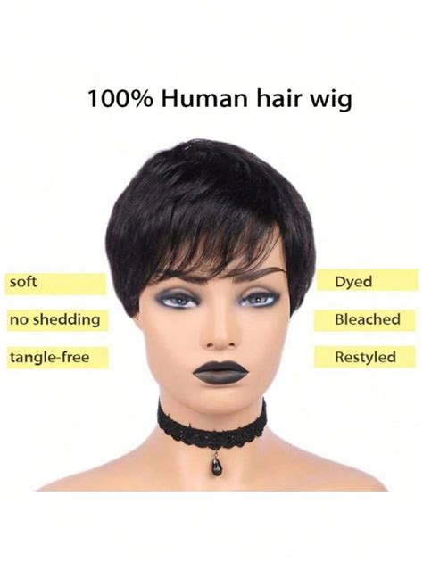 Short Pixie Cut Bob Wig 100 Human Hair Wigs With Bangs Full Machine Made Layered Wavy Wigs For
