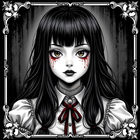 Free Haunted Victorian Girl Image Gothic Manga Monochromatic