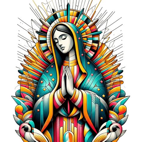 A Painting Of The Virgen De Religious Figure With Serene Expression And