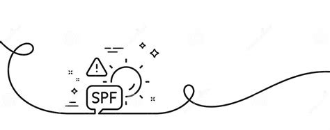 Spf Protection Line Icon Sun Protect Sign Continuous Line With Curl Vector Stock Vector