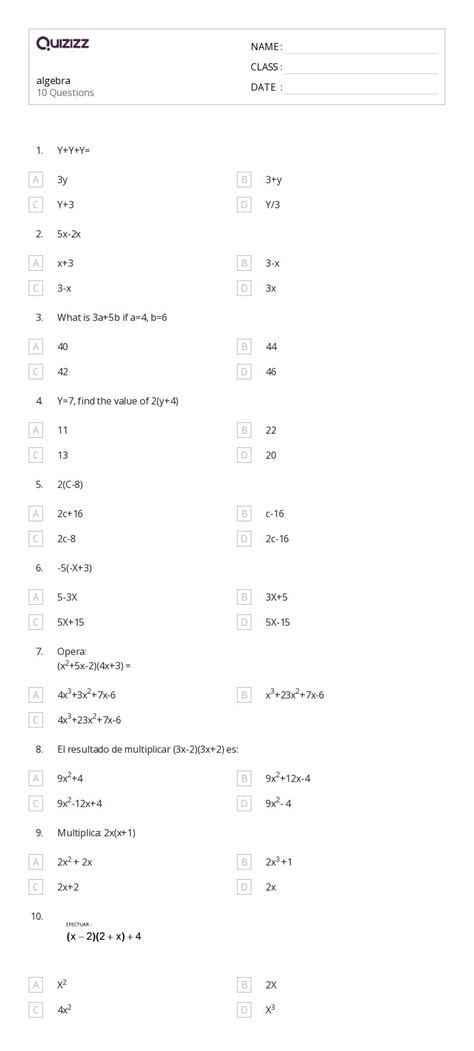 50 Algebra Worksheets For 2nd Class On Quizizz Free And Printable