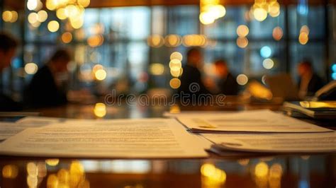 Documents On A Table In A Blurred Evening Restaurant Stock Illustration