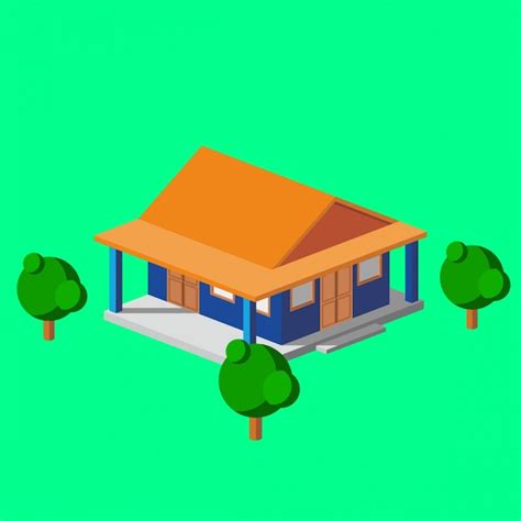 Premium Vector Isomatric House And Tree Vector