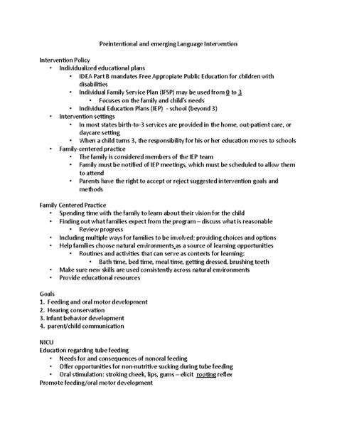 Preintentional And Emerging Language Intervention Preintentional And