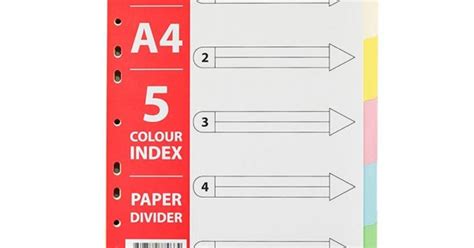 5 Colour Paper Divider A4