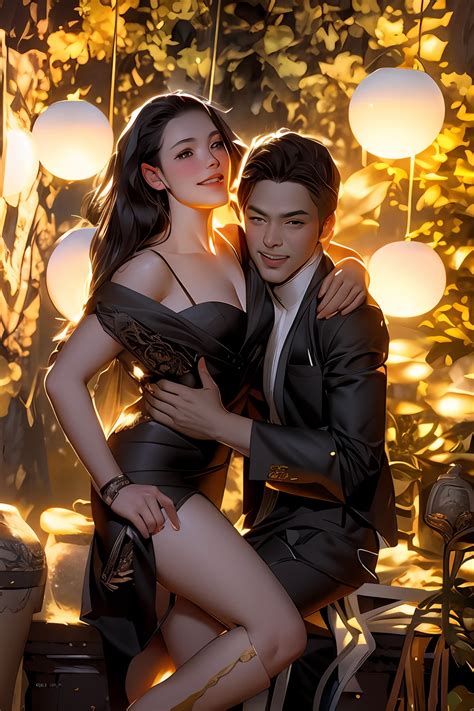 A Woman In A Black Dress And A Man In A Suit Hugging Roberto Ferri And
