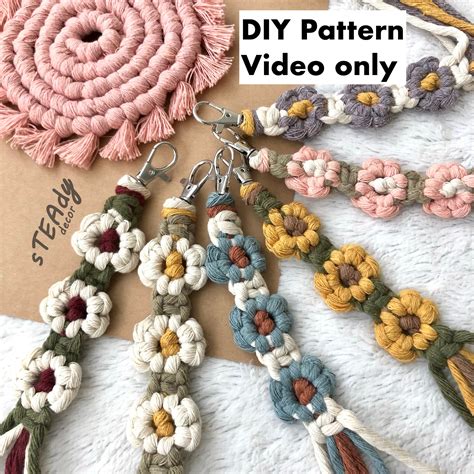 Macrame Flower Pattern Video Tutorial DIY Cute Daisy Boho Etsy