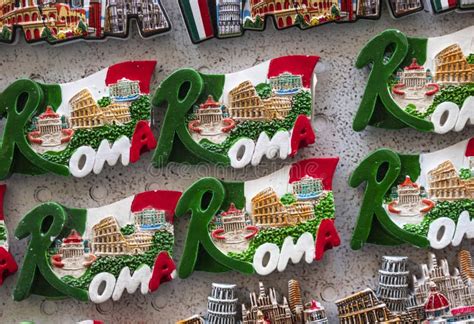 Showcase Of Different Souvenirs For Sale At The Market In Rome