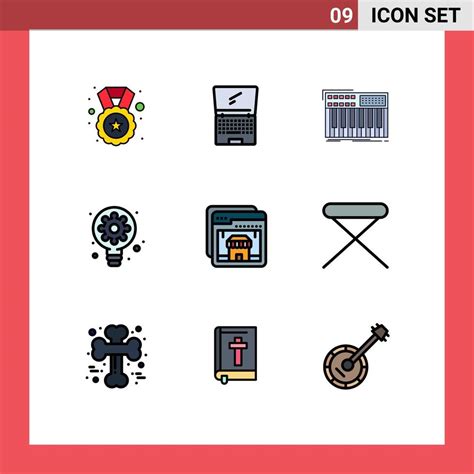 User Interface Pack Of 9 Basic Filledline Flat Colors Of Gear Process