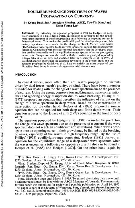 Pdf Equilibrium Range Spectrum Of Waves Propagating On Currents