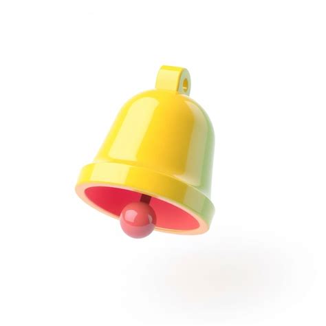 3d Render Of A Yellow Bell With A Red Clapper Premium Ai Generated Image