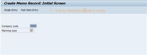 FF SAP Tcode Create Planning Memo Record